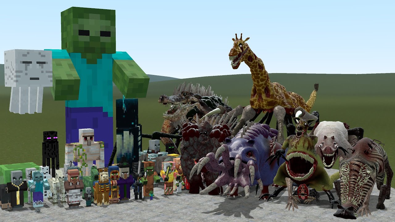 ALL MINECRAFT MOBS VS ALL ZOOCHOSIS MUTATED ANIMALS In Garry's Mod ...