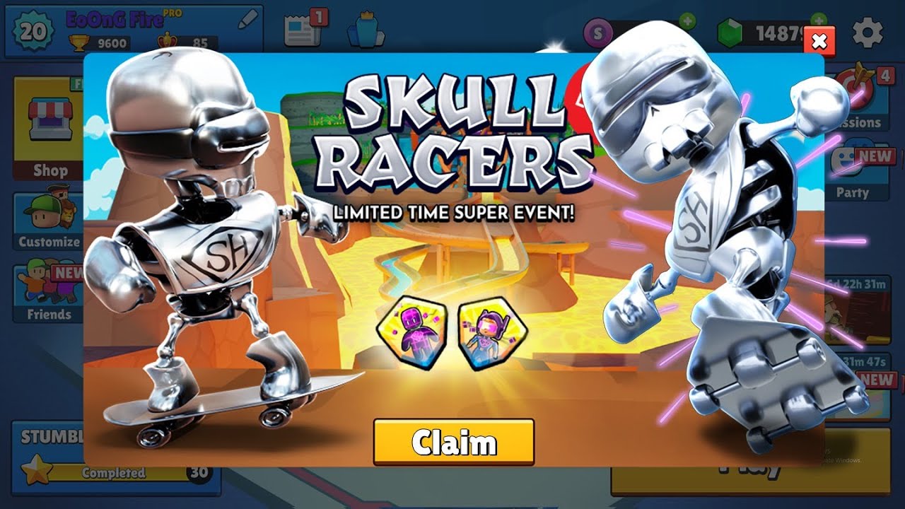 "NEW" "CLAIM" SILVER SKELETON | Stumble Guys - YouTube