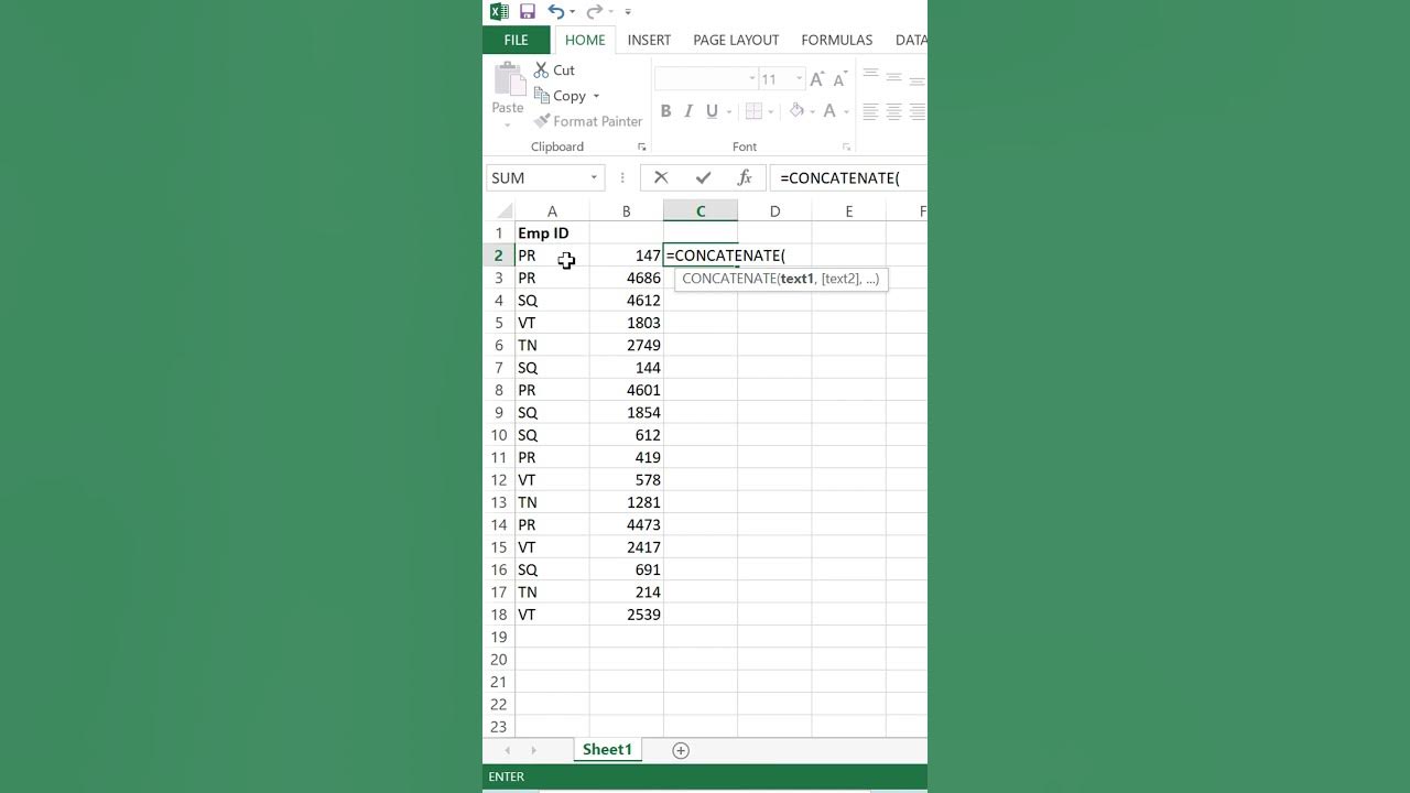 How to merge 2 values or text in excel | Merge text in one column using ...