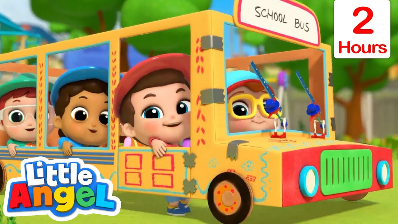 On The Bus To School | Little Angle | 🚌Wheels on the BUS Songs! | 🚌Nursery Rhymes for Kids - YouTube