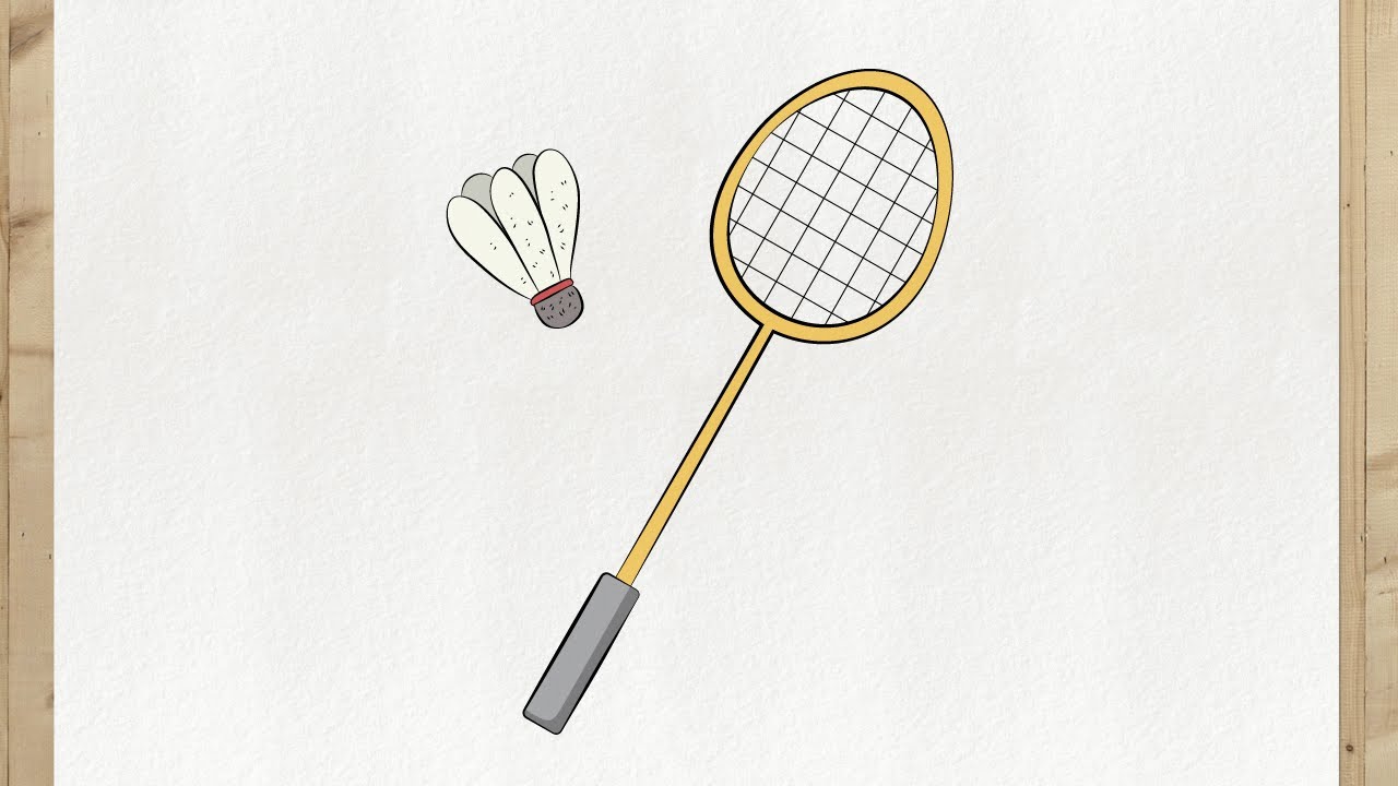 How to Draw BADMINTON RACKET 🏸 | Sports Equipment | Badminton Tutorial ...