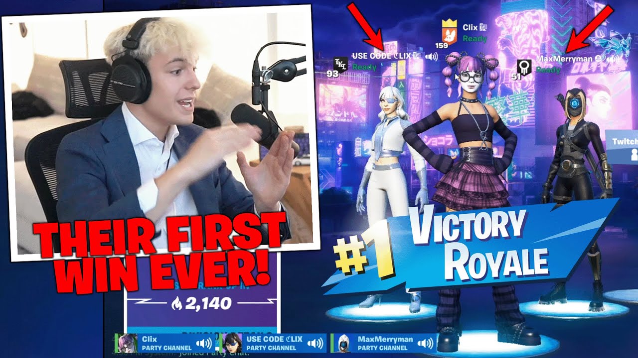 Clix CARRIES 2 Fans to their FIRST VICTORY ROYALE - YouTube