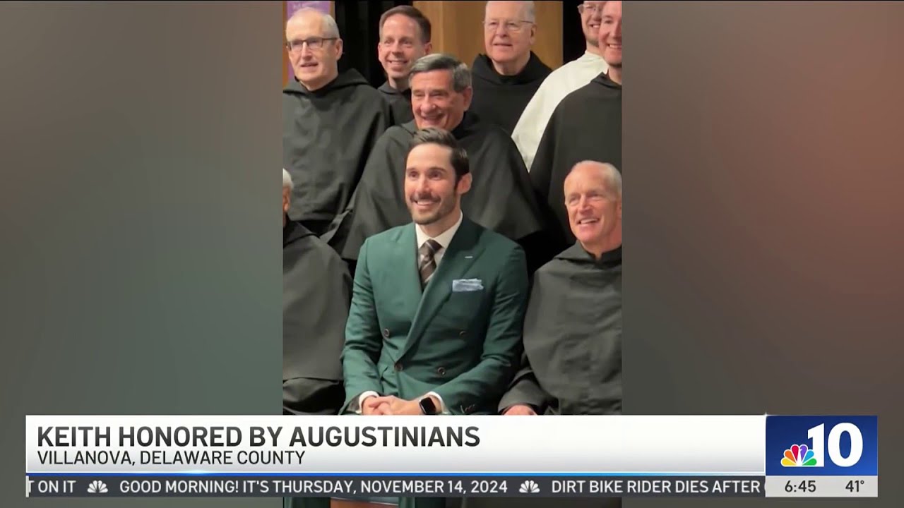 Jay Wright introduces Keith Jones as NBC10 news anchor gets Augustinian ...