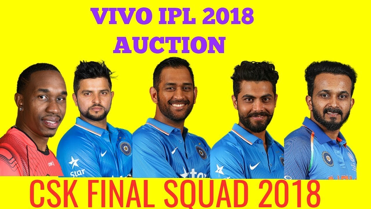 VIVO IPL 2018 AUCTION ||Chennai Super kings Final team squad 2018| Csk ...