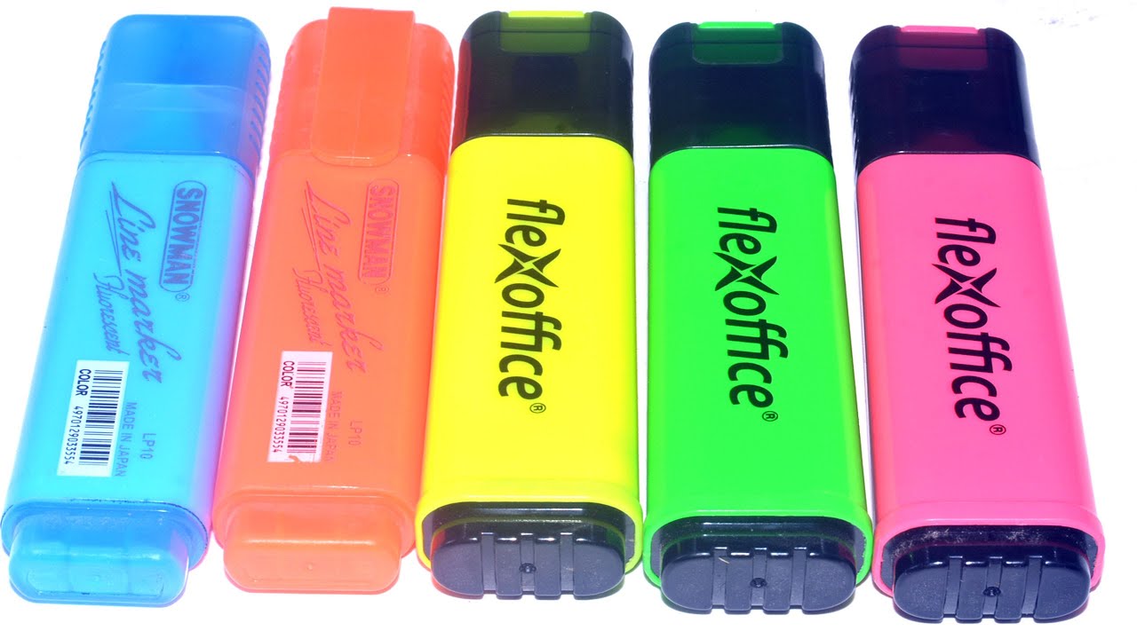 Multi Color Highlighter Collection Green, Yellow, Pink Flexoffice ...