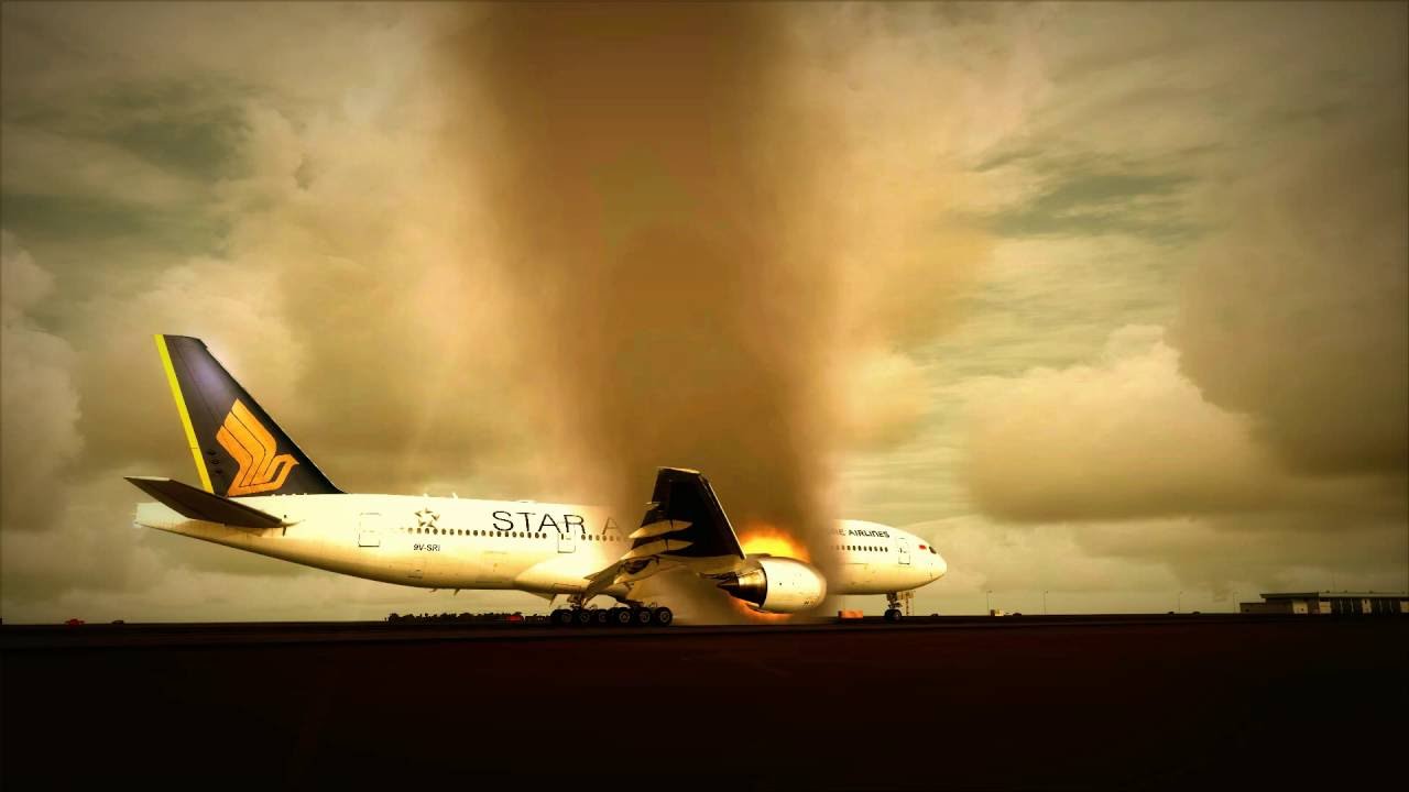 SINGAPORE AIRLINES 777 Right Engine on Fire Changi Airport - YouTube