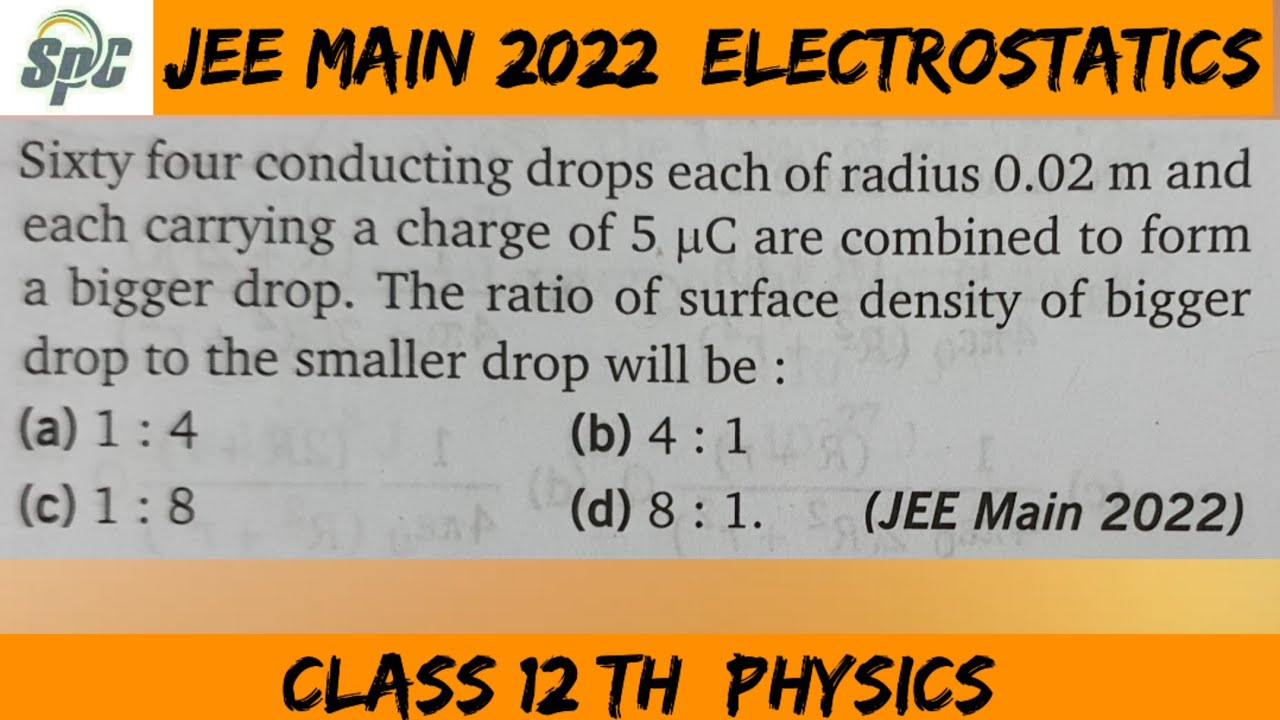 sixty-four-conducting-drops-each-of-radius-0-02-m-and-each-carrying-a