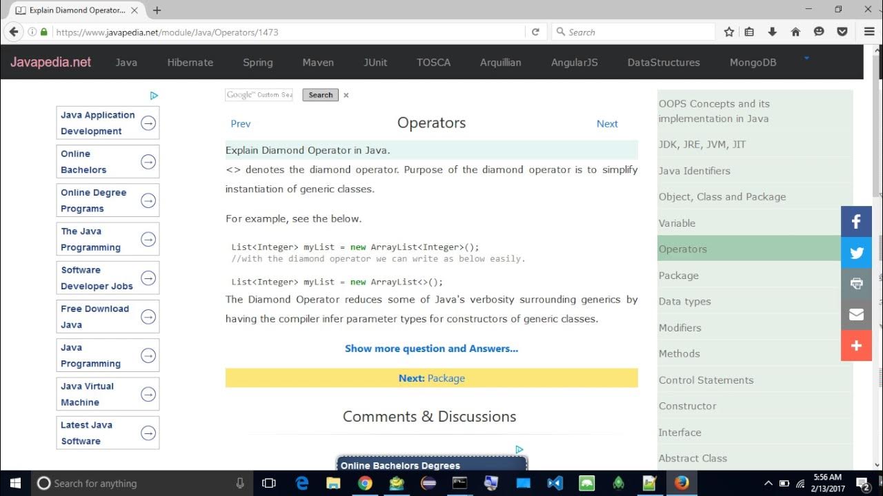 Explain Diamond Operator in Java. | javapedia.net - YouTube