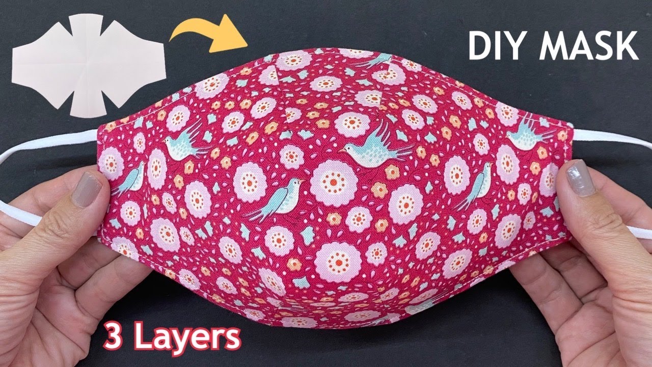 Breathable Design! Face Mask 3 Layers Very Simple Easy Pattern Sewing ...