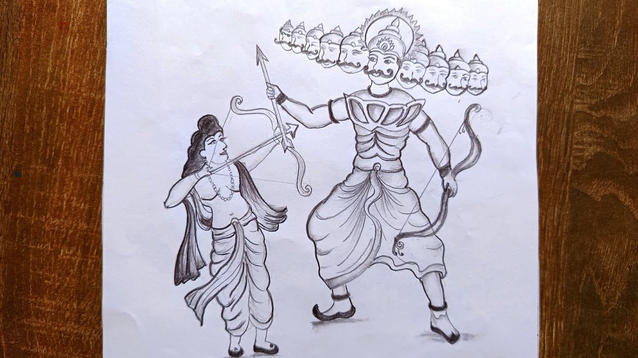 How to draw Shree ram and ravan/Dussehra easy Drawing of lord shree ram ...