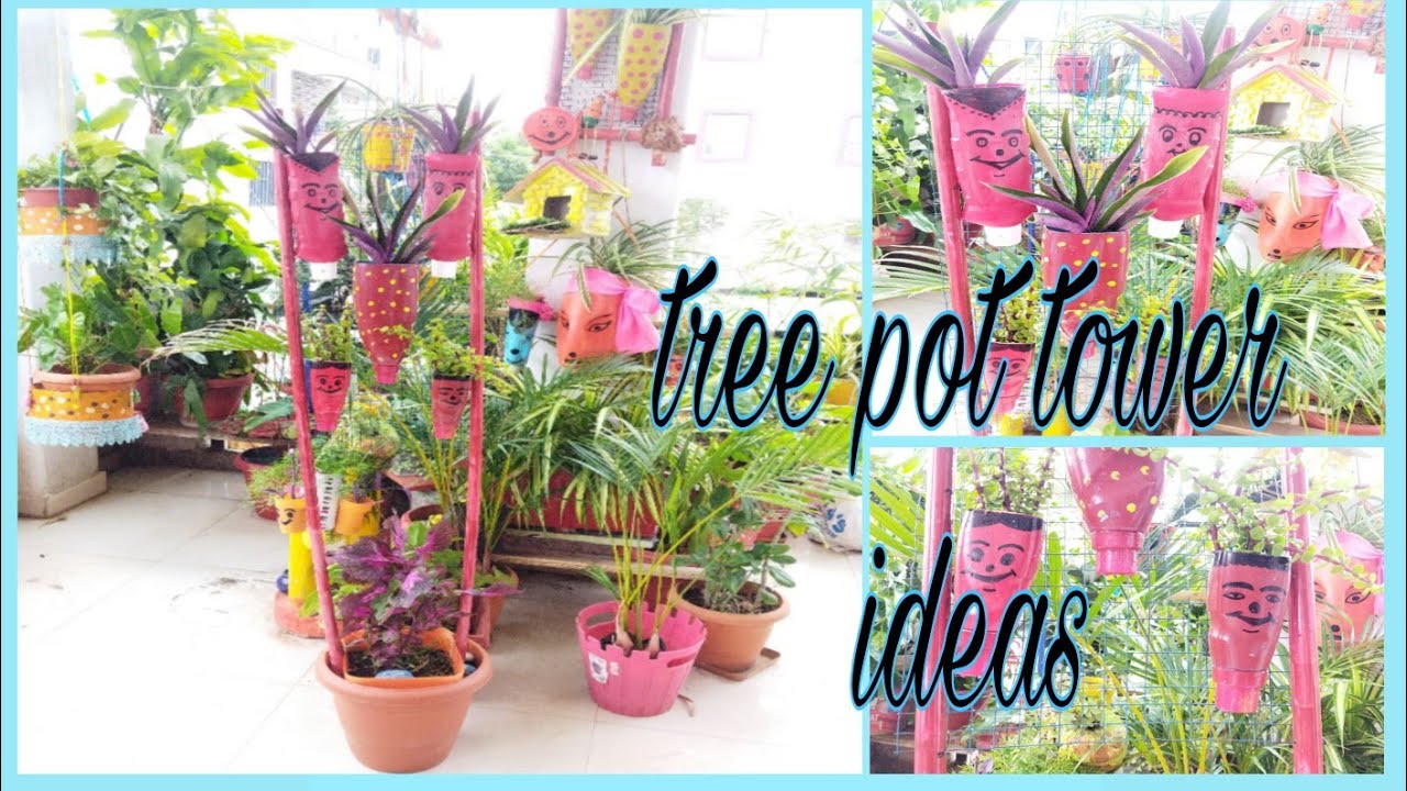 How to make tree pot tower for plastic pipe with iron nets /best out of ...