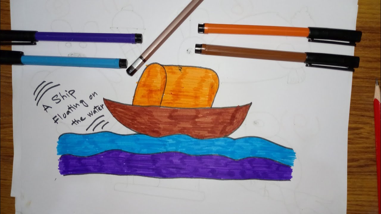 How to Draw a Simple Ship Floating on Water in Seconds! 🚢🌊 #Shorts ...
