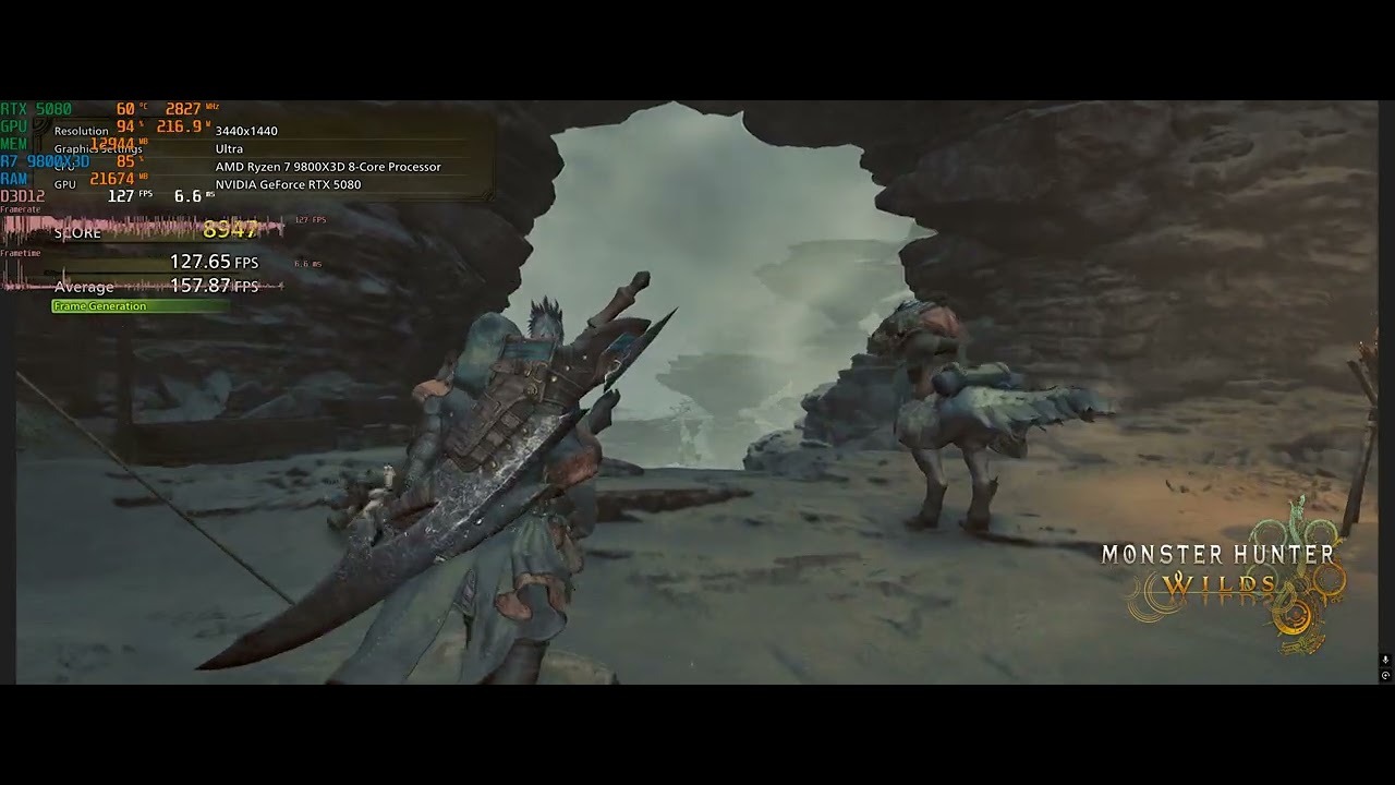 Monster Hunter Wilds:Benchmark 2k ultrawide R7 9800x3D RTX 5080 - YouTube