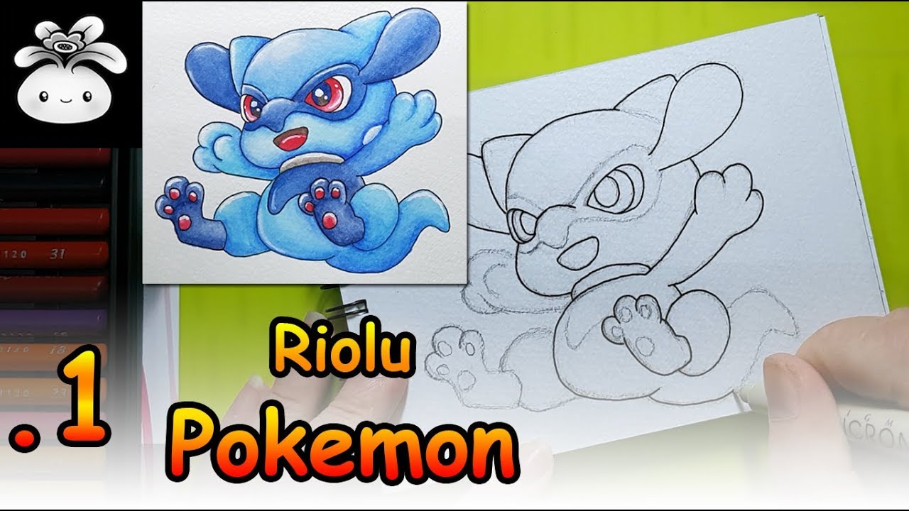 How to draw cute Riolu Pokemon - P1 Sketch | Doodle Art Cute - YouTube