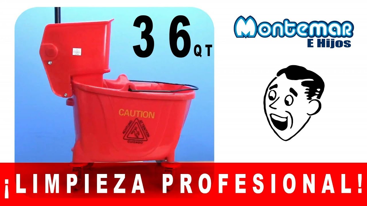 Cubo con exprimidor 36qt rojo - YouTube