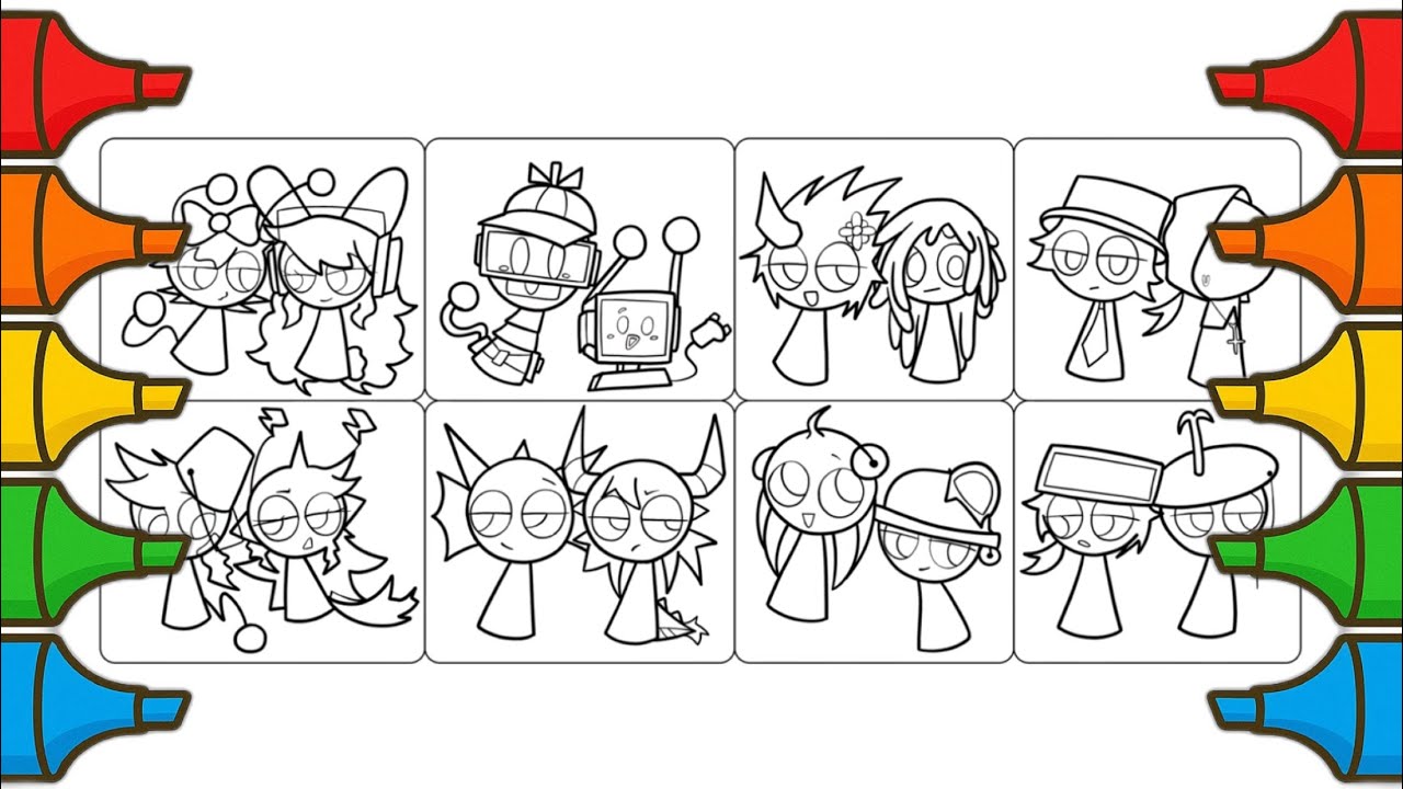 Incredibox SPRUNKI Coloring Pages - Cute Version | Satisfying Coloring ...