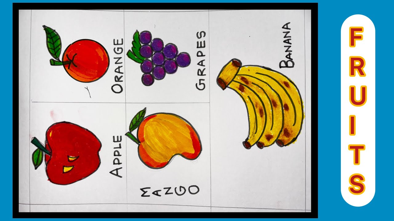 Different types of Fruits drawing easy| How to draw 5 different types ...