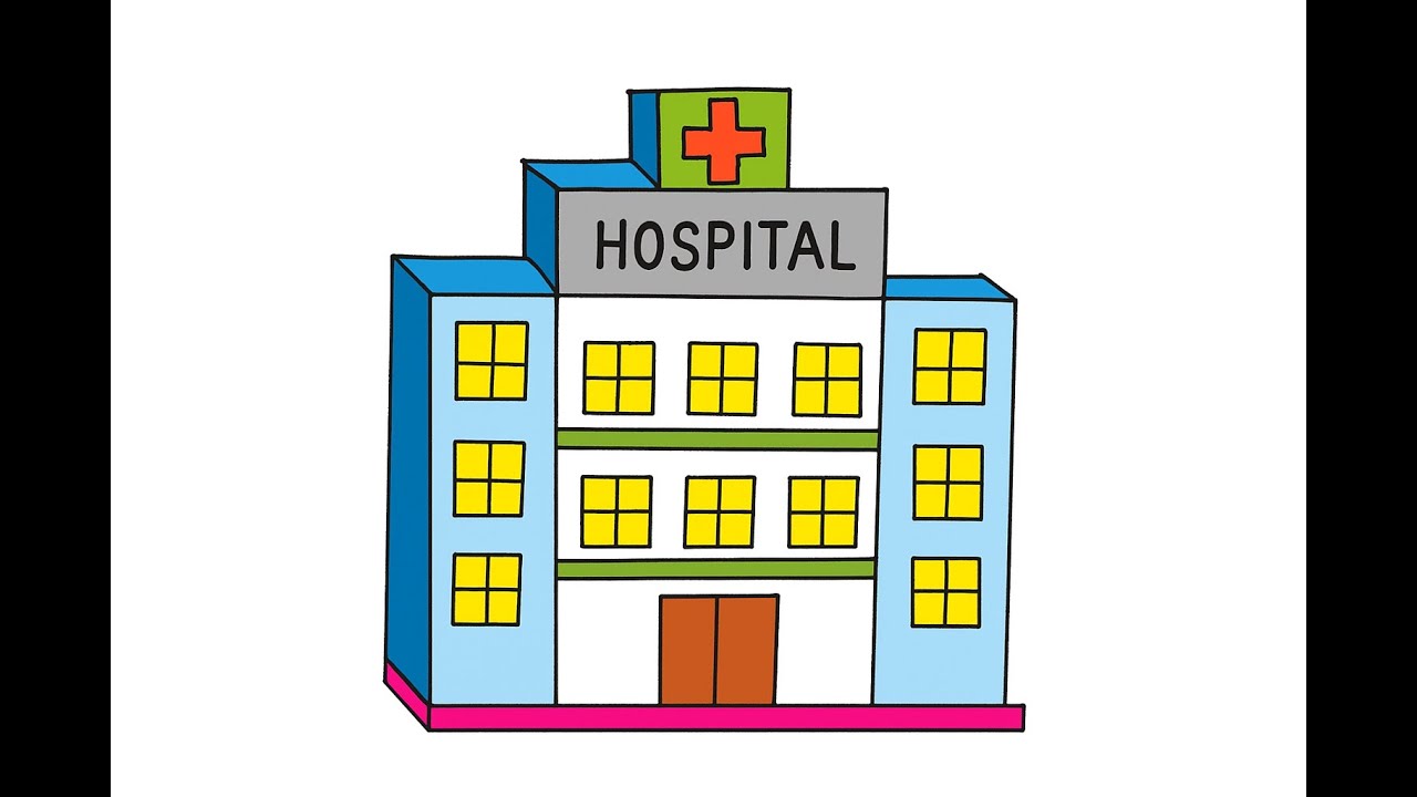 How to Draw a Hospital | Easy Hospital Drawing for Beginners | Hospital ...