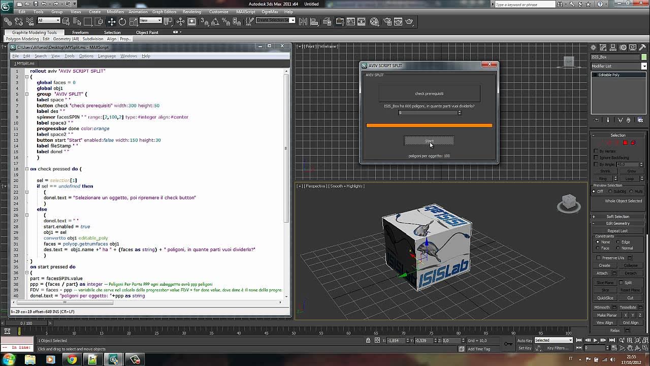 Split an object with MaxScript - YouTube