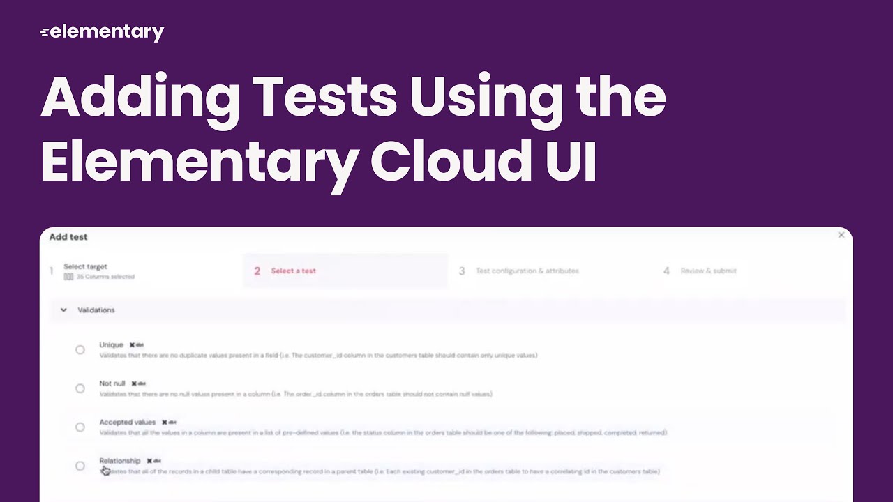 Adding Tests Using the Elementary Cloud Platform UI - YouTube