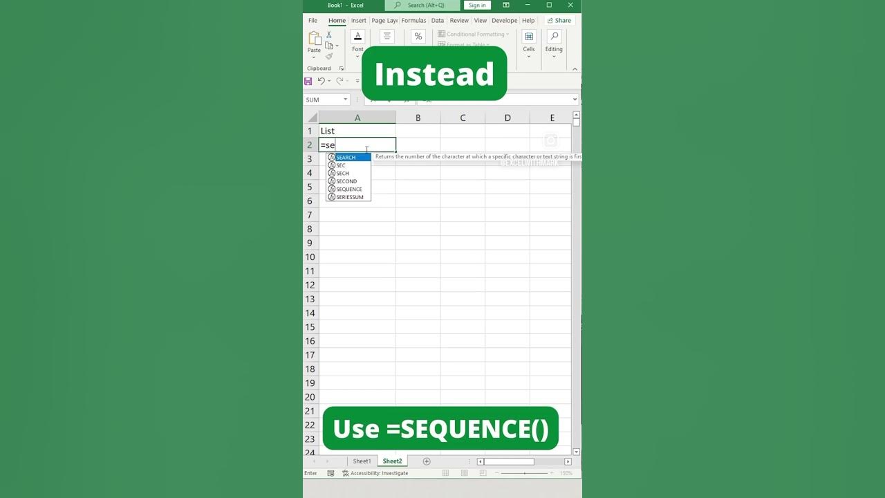 Make A Sequence Fast Excel Exceltips Exceltutorial Youtube
