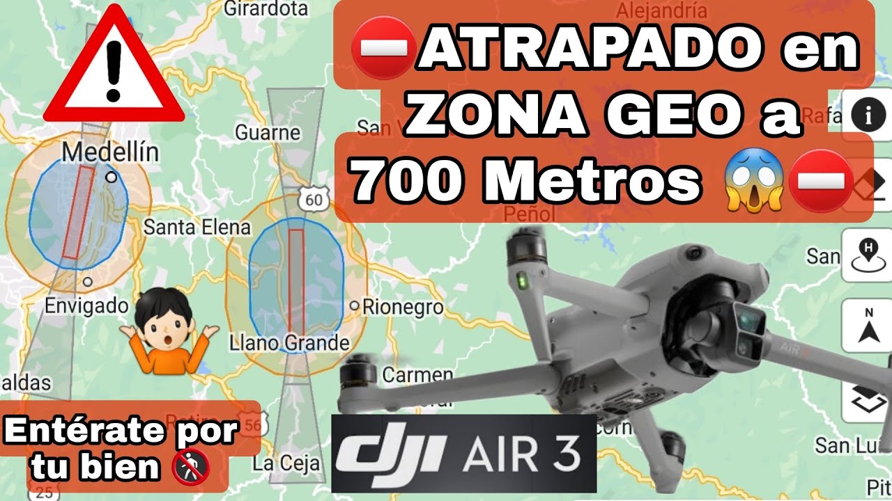 🚷DRONE queda ATRAPADO en ZONA GEO(DJI AIR 3) (Poligono) a 700 metros de ...