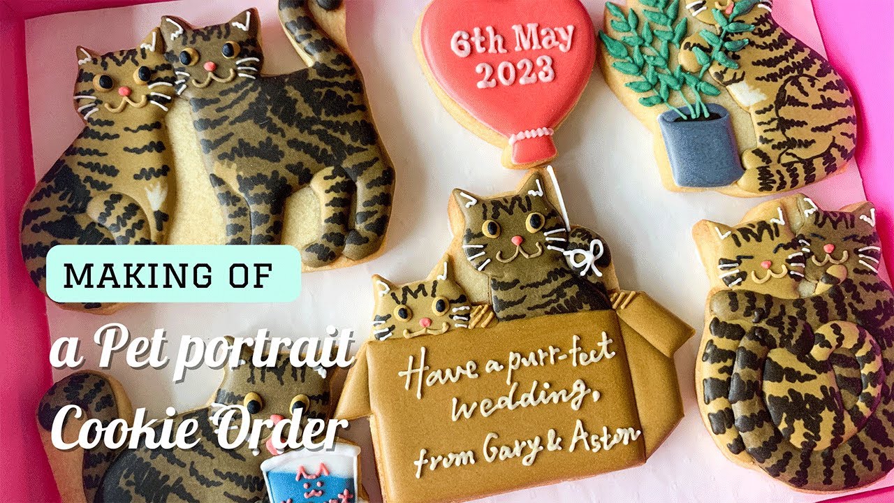 Making of a pet portrait cookie order | Satisfying cookie decorating ...