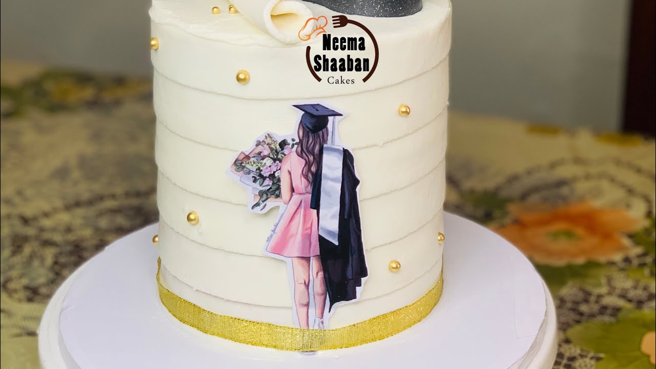 Jinsi ya kupamba keki ya graduation simple #neemashaaban - YouTube