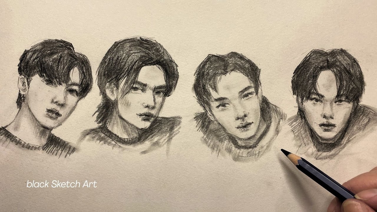 Easy Graphite Portrait Sketching - Stylized Faces Practice - YouTube
