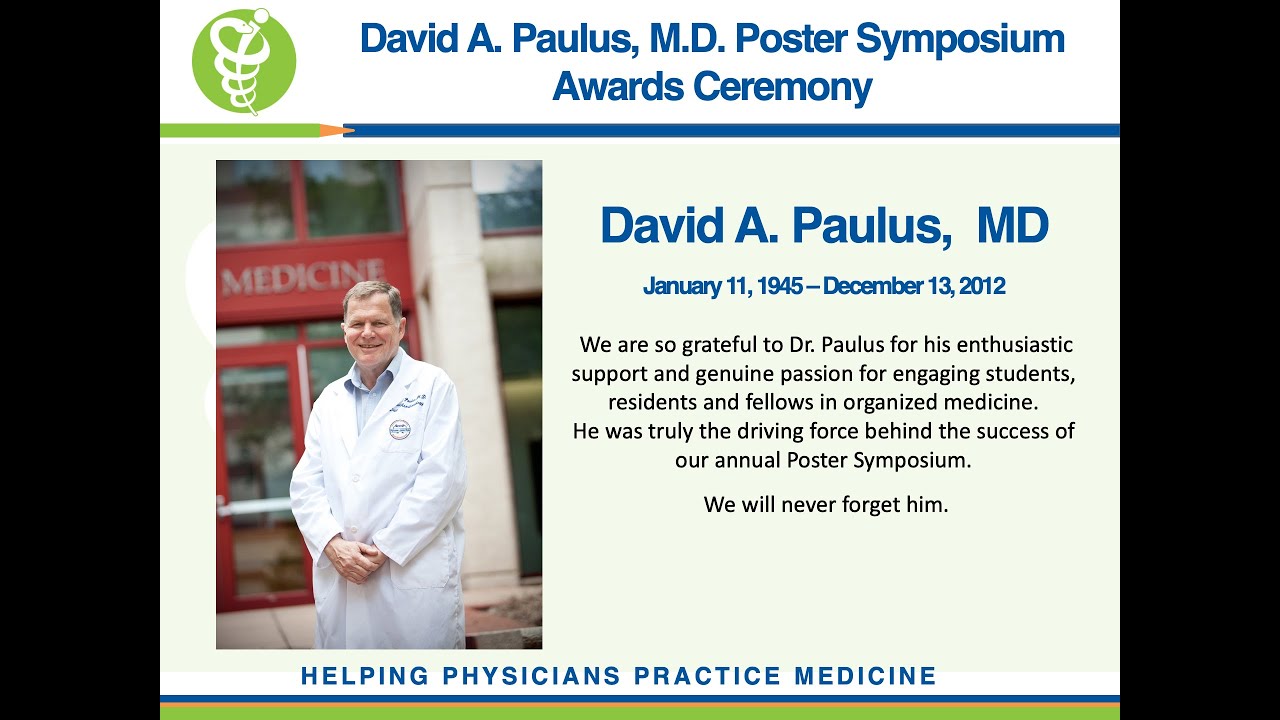 FMA 2021 David A Paulus, MD Poster Symposium Awards Ceremony - YouTube