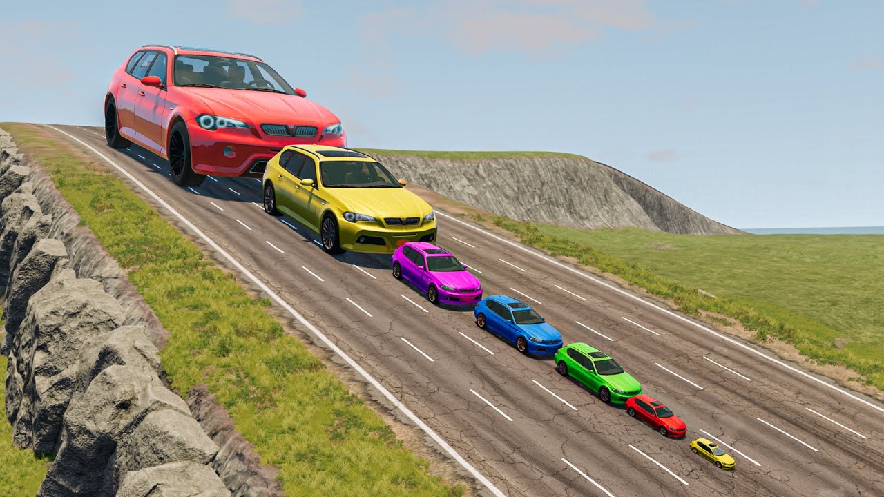 Giant & Small Cars vs Downhill Road Jump – BeamNG.Drive #6 - YouTube