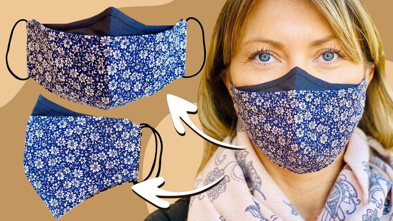 😷 NEW TWO-TONE 3D FACE MASK IN ALL SIZES S, M, L, XL / SEWING TUTORIAL ...