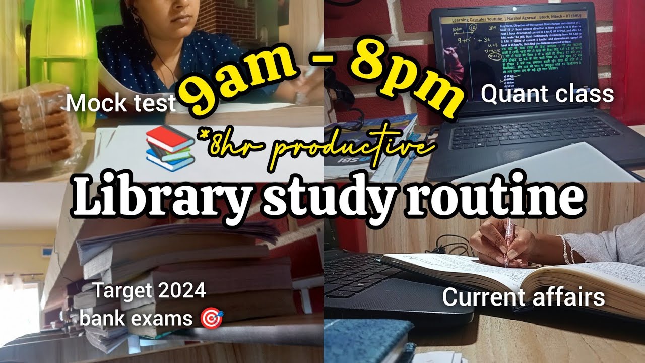 Study vlog : A Productive day in my life📚 8+hrs Study at library 📚 #studymotivation #bankexam ...