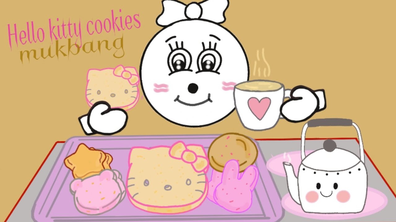 [Asmr] Hello kitty🍪 cookies and Tea☕ Mukbang Animation - YouTube