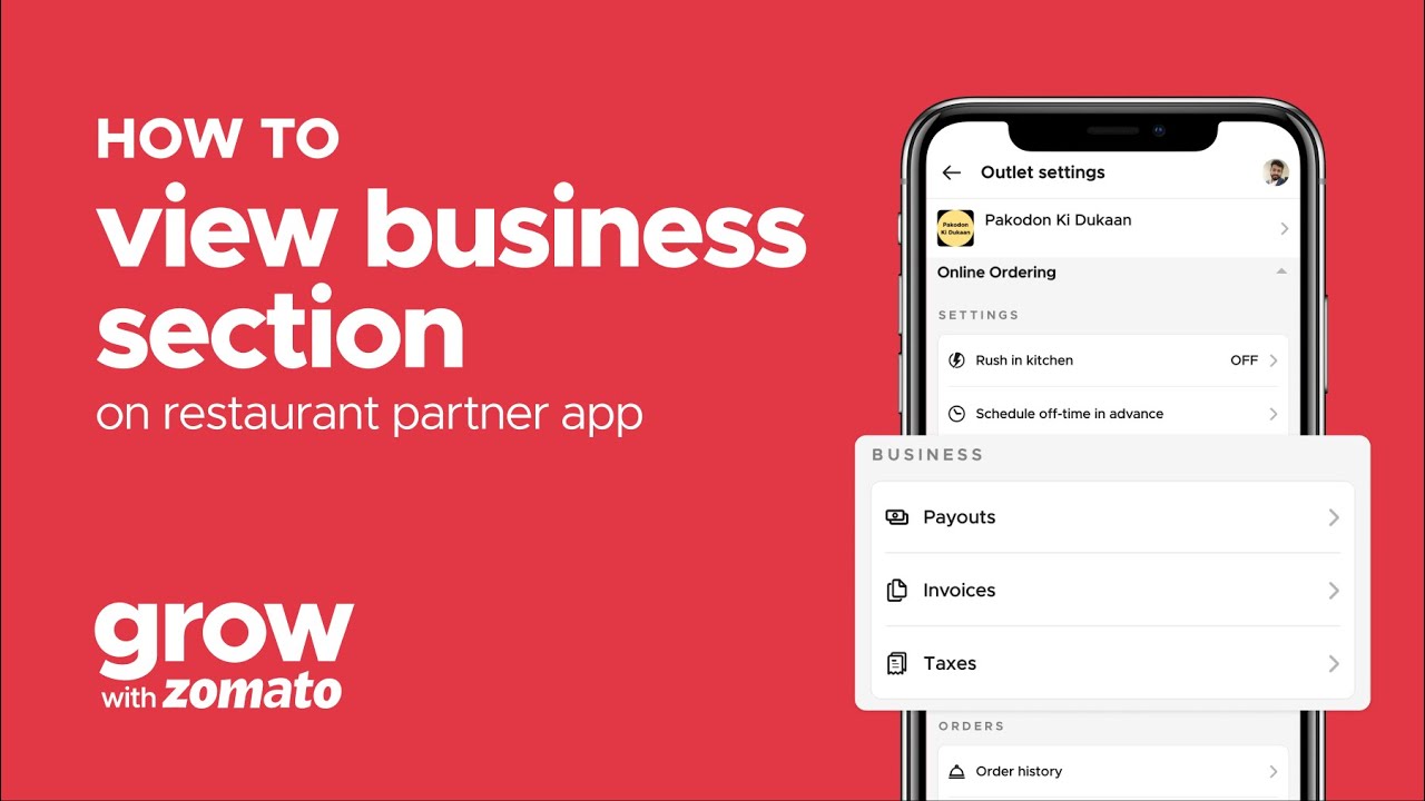 How to view Business Section on Restaurant Partner App | Grow With ...