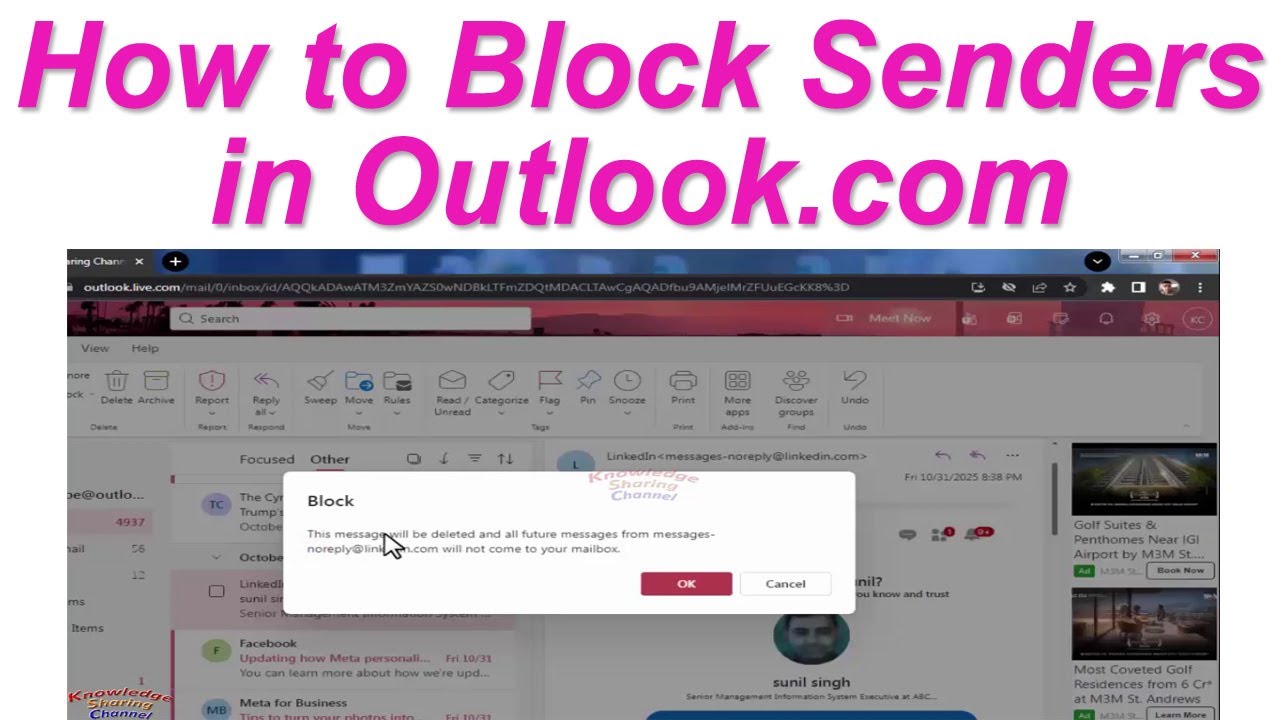 How to Block Senders in Outlook.com - YouTube