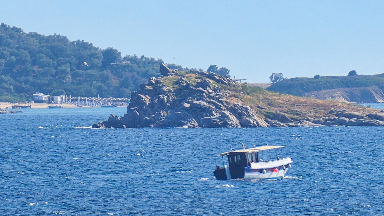 Boat Rocking in Rough Waters while sailing to Island | Stock Footage ...