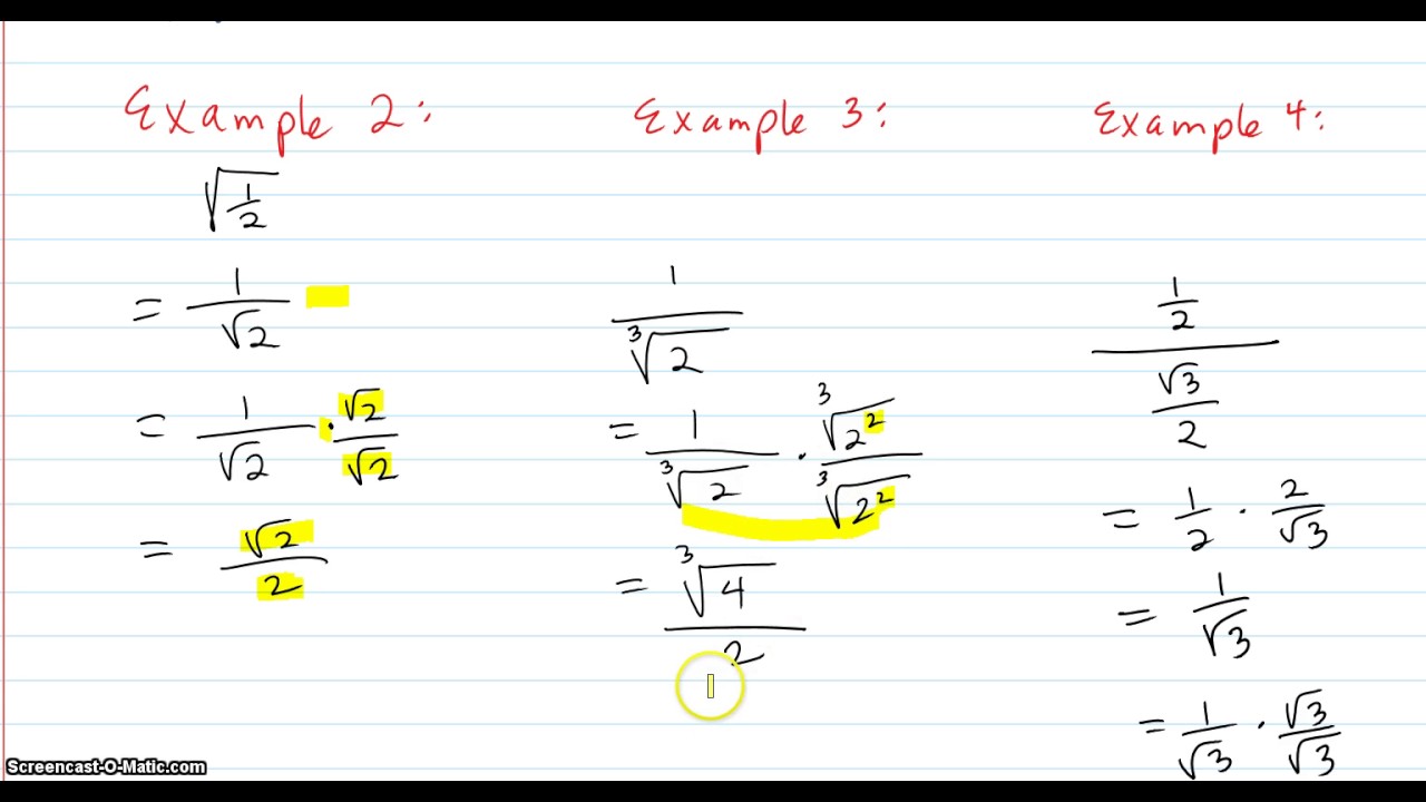 Add and subtract radicals, and rationalize the denominator - YouTube