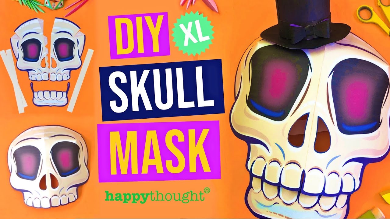 Skull mask templates. Download + make a 3D Skeleton paper mask + Skull ...