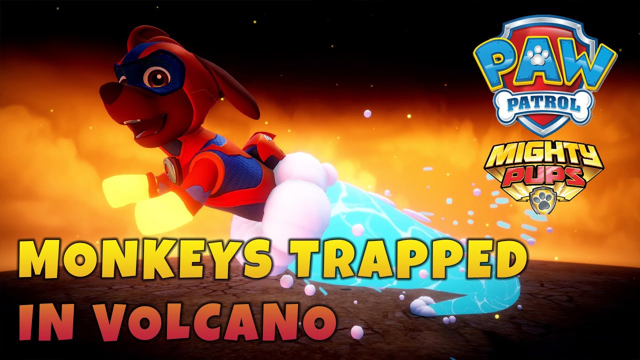 Paw Patrol Mighty Pups - Monkeys Trapped in the Volcano - YouTube