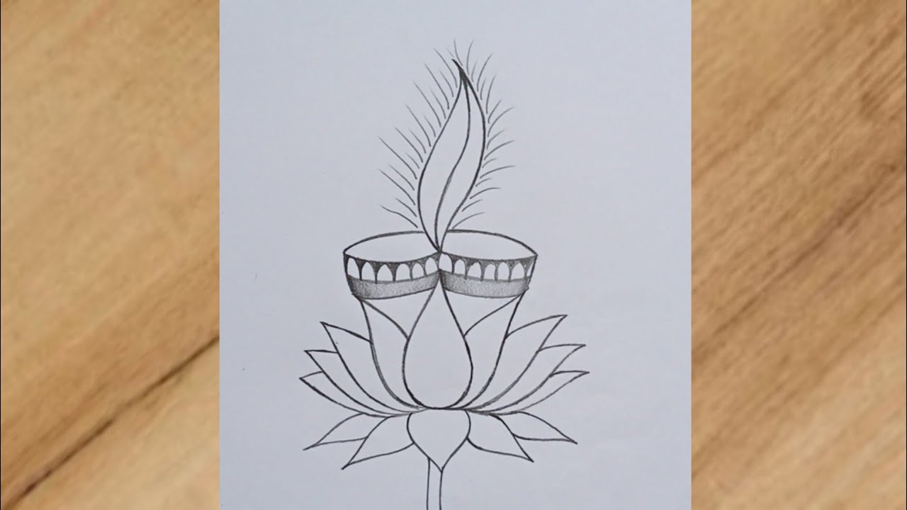Happy diwali drawing easy|how to draw diwali 🪔 Diya with pencil|diwali ...