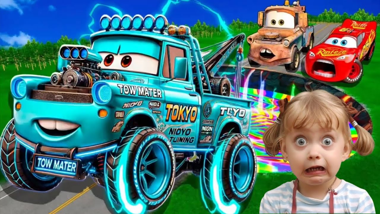 🚗⚡ Magic Cars Transformation! | Colorful Tow Truck Vs Lightning Race ...
