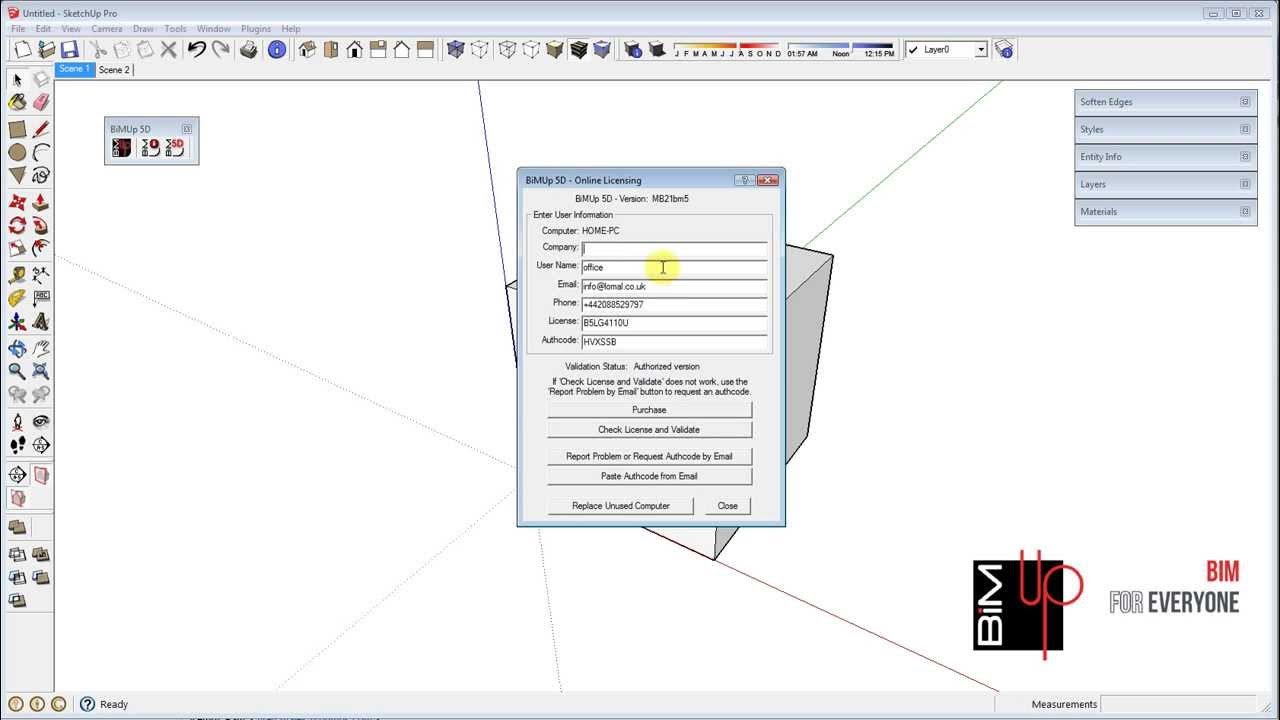 BiMUp 5D for SketchUp - Authorization Request - YouTube