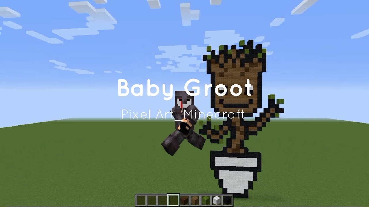 Minecraft Pixel Art Baby Groot - YouTube