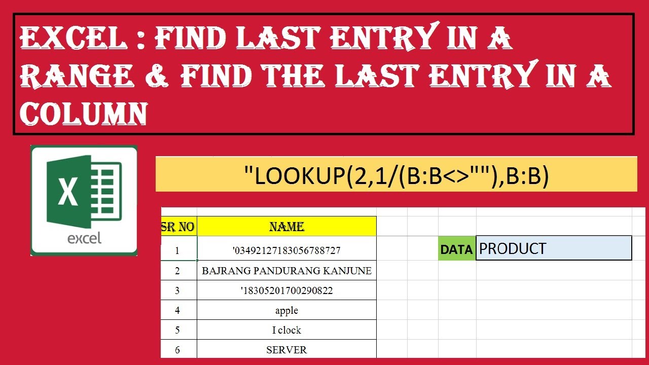 Find Last Entry In A Range In Excel Find The Last Entry In A Column Find Last Entry In A Range In Excel Find The Last Entry In A Column