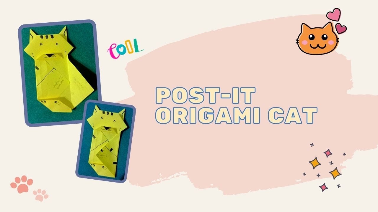 Post-it Origami Cat for beginners | Cute note to friends | DIY Handmade ...