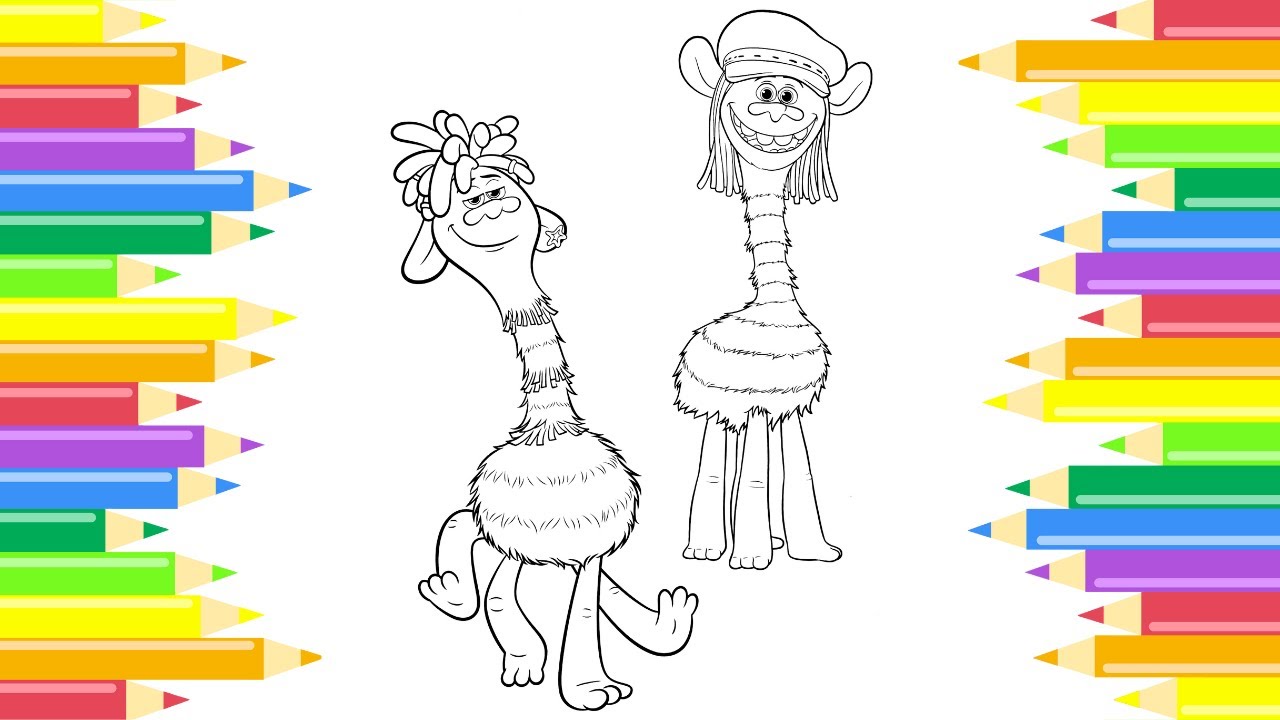 Cooper and Prince D Trolls Colouring - YouTube