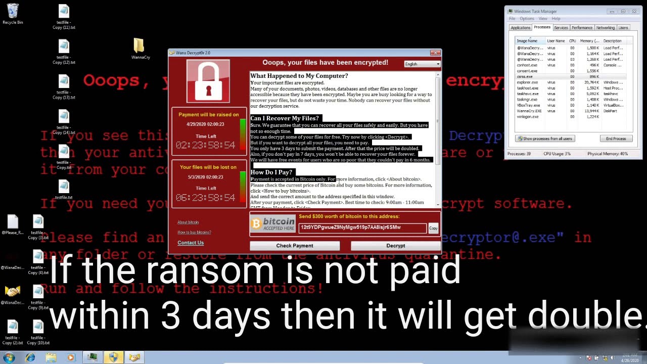 Wanna Cry Ransomware | Wanna Cry On Win 7 | Destroying Win 7 - YouTube