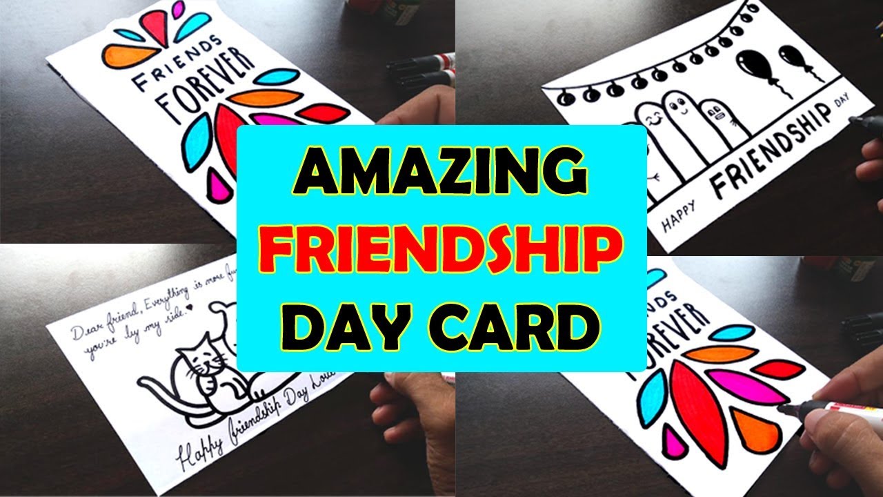 FRIENDSHIP DAY CARD DRAWING / HOW TO DRAW FRIENDSHIP CARD / DRAW ...