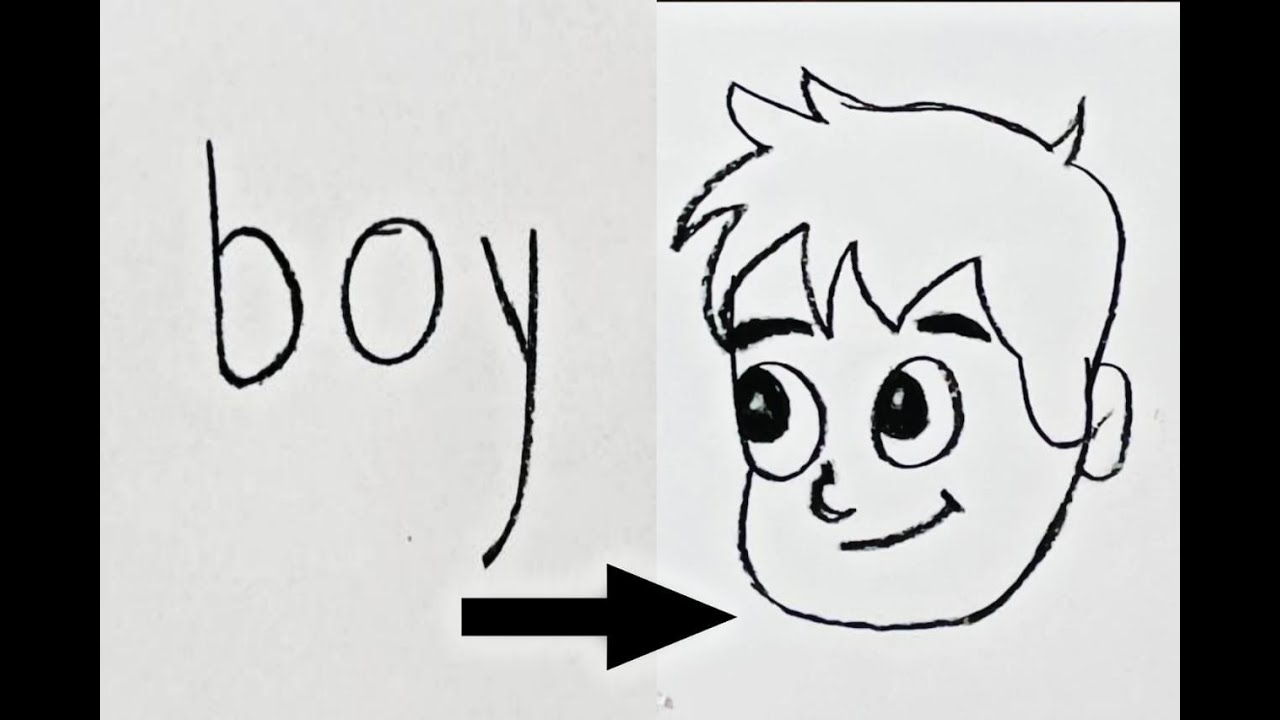 Easy Boy drawing with word boy/how to draw boy /easy drawing tutorial ...